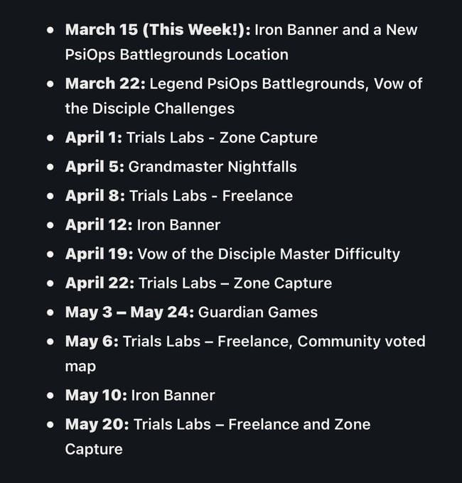 Destiny 2 weekly reset (March 22 to 29): Bonus Gambit ranks, Vow of the ...