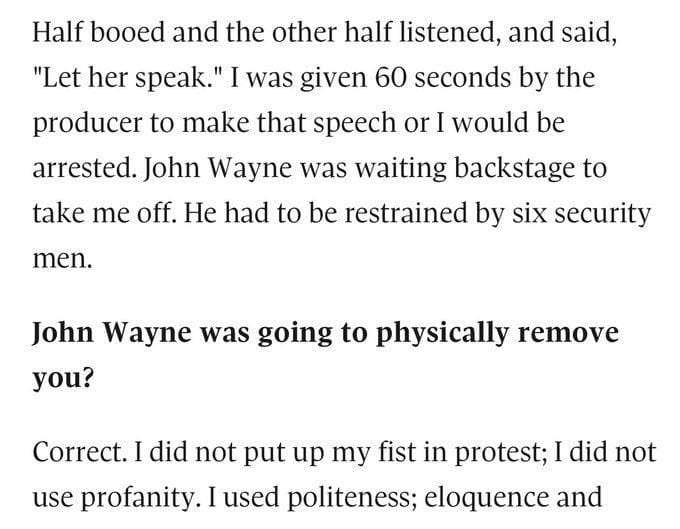 John Wayne 1973 Oscars attack and Clint Eastwood mocking Sacheen ...