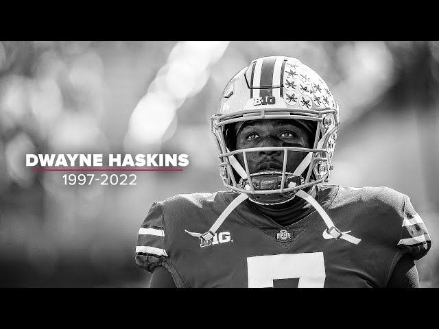 Dwayne Haskins' wife breaks down at his memorial