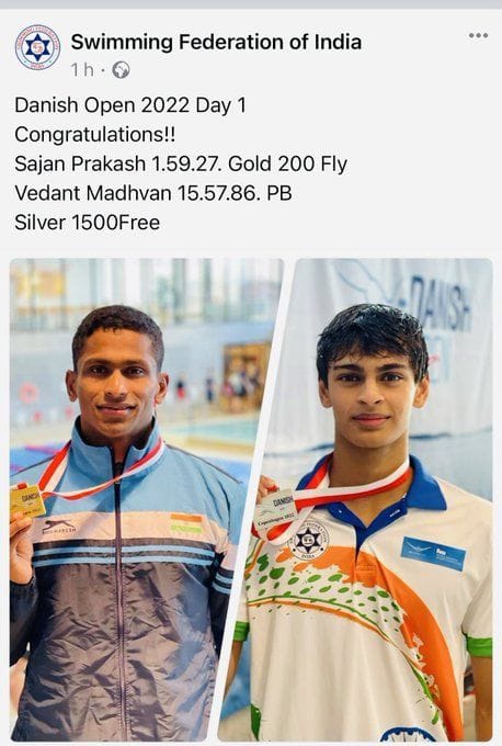 Danish Open 2022: Sajan Prakash clinches gold, Vedaant Madhavan wins ...
