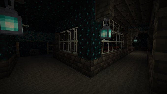 Secret redstone room underneath Ancient Cities in Minecraft