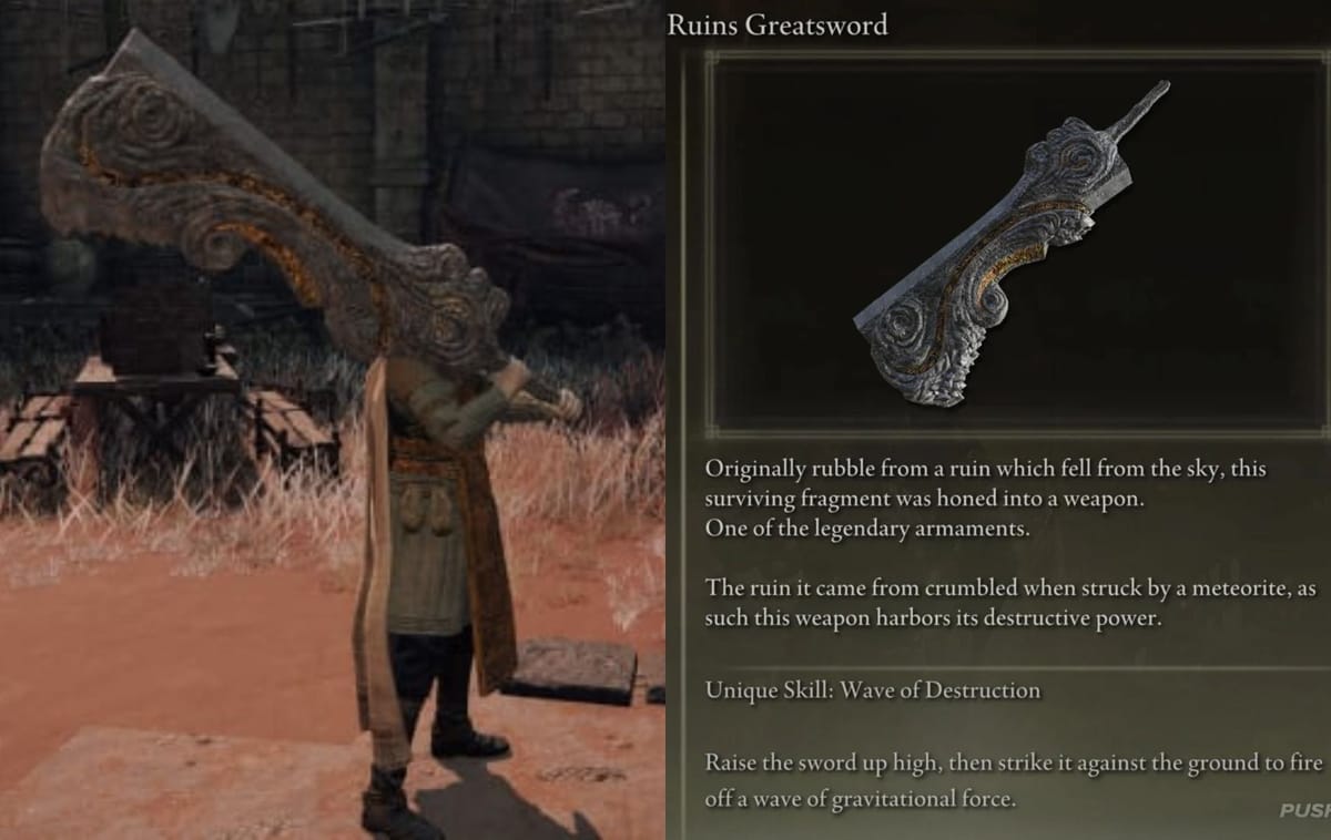 How to obtain the Ruins Greatsword Colossal Weapon in Elden Ring