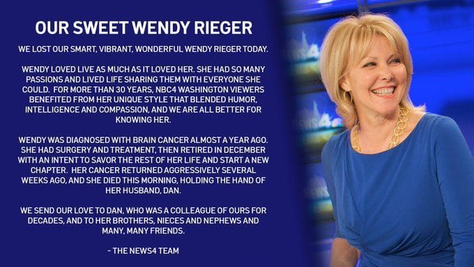 Who was Wendy Rieger? Tributes pour in as longtime NBC4 anchor dies aged 65