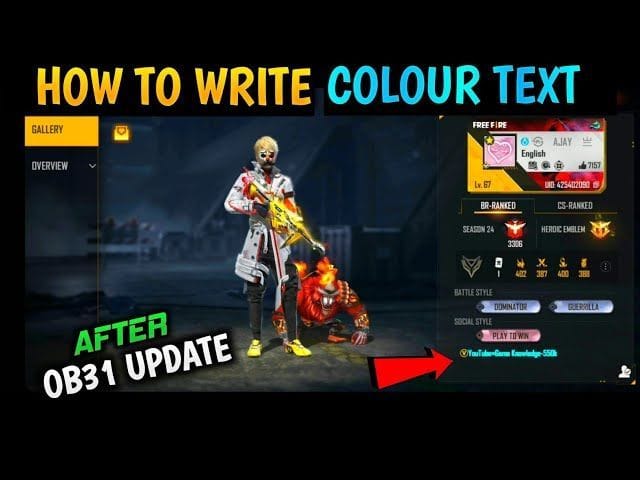 How to add unique colorful text in Free Fire ID Signature field (April ...