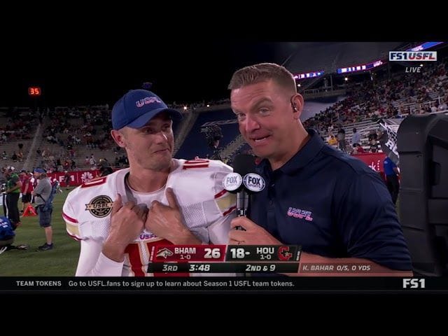 Former MLS player turned USFL placekicker tackles kick returner in ...