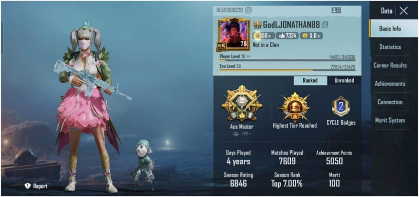 What is Jonathan's BGMI ID? Stats, rank, and more details