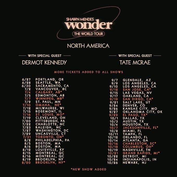 Shawn Mendes Wonder World Tour 2022 tickets: Presale, where to buy ...