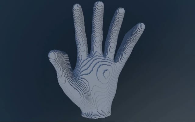 Minecraft Redditor creates a huge hand with gravel and command blocks