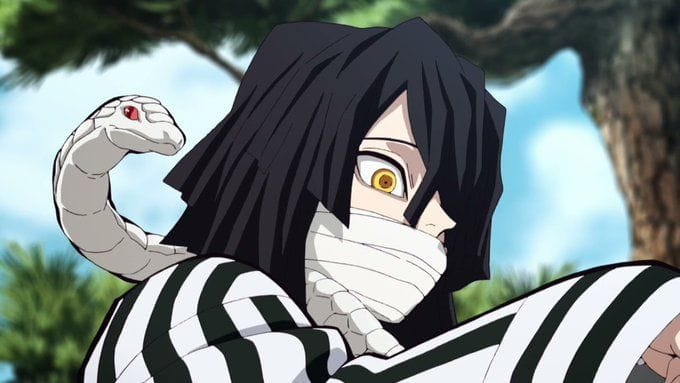 Why does Obanai have a snake around his neck in Demon Slayer?