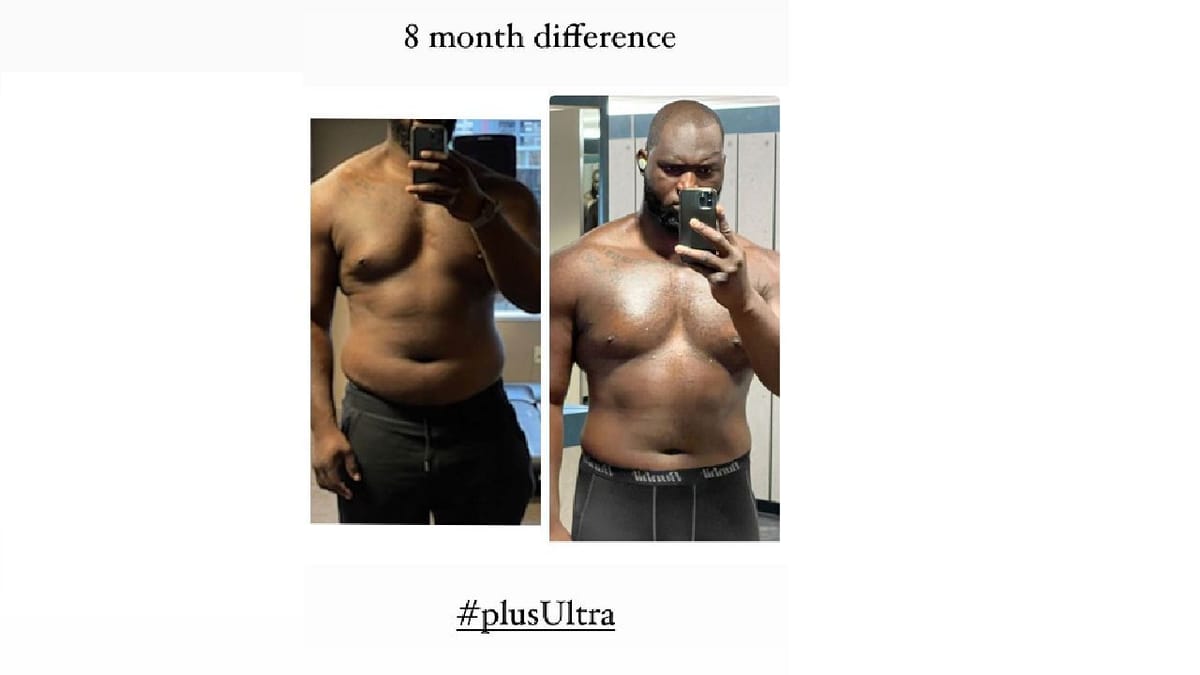 "8 month difference"- Omos shows off impressive body transformation [Photo]