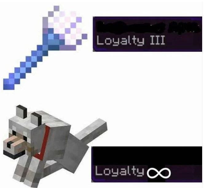 Difference between Loyalty I and Loyalty III in Minecraft