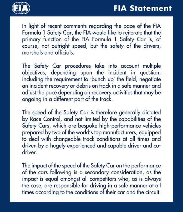 “Not outright speed, but the safety of the drivers” - FIA releases ...