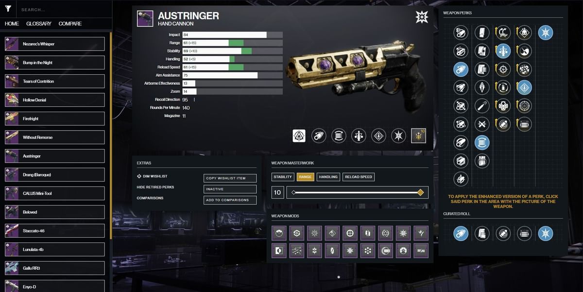 Austringer god roll guide for Destiny 2 PvP and PvE