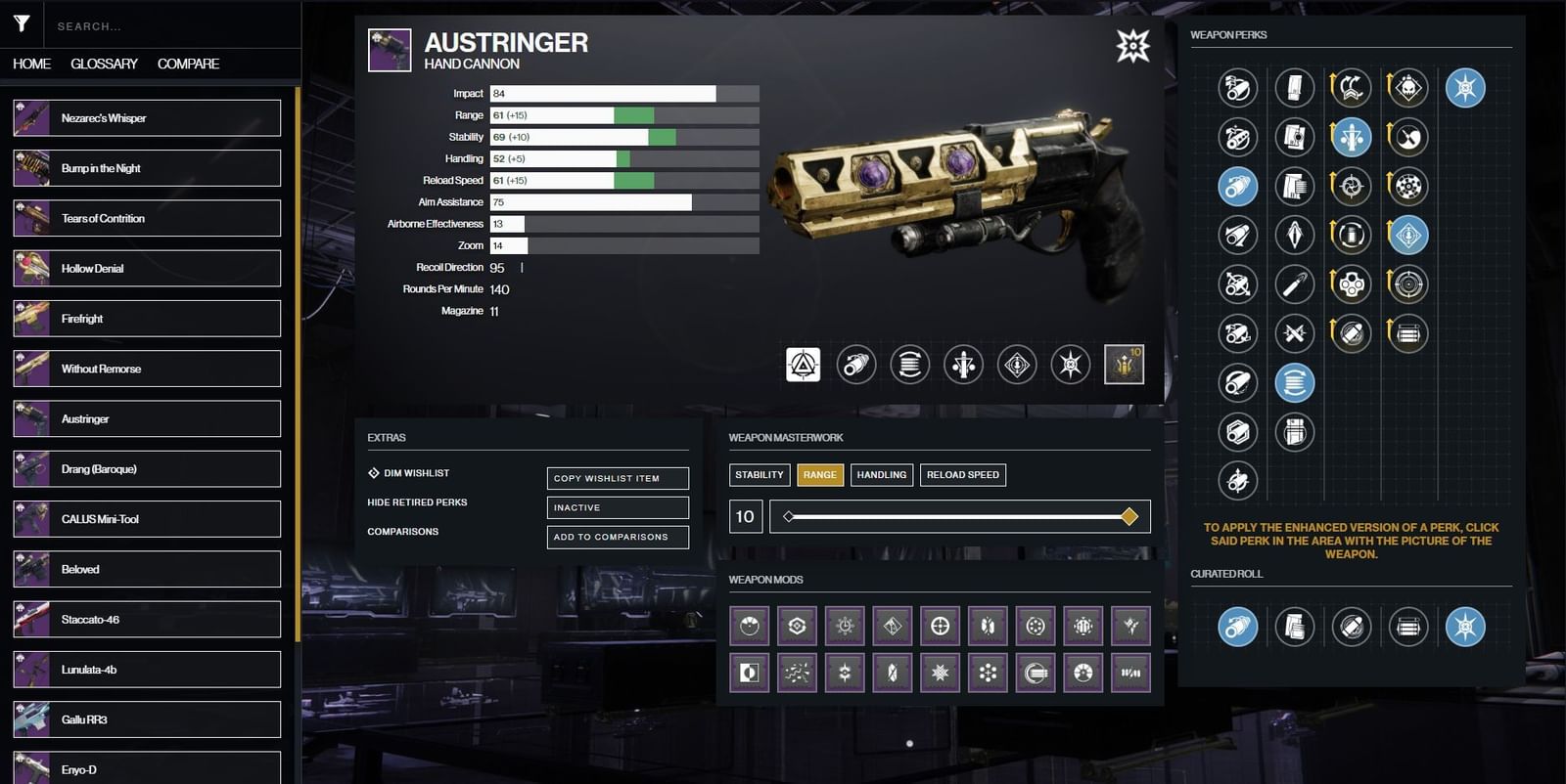 Austringer god roll guide for Destiny 2 PvP and PvE