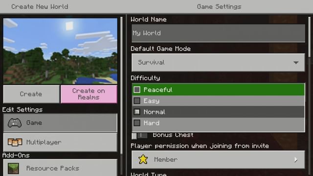 All the difficulty levels in Minecraft