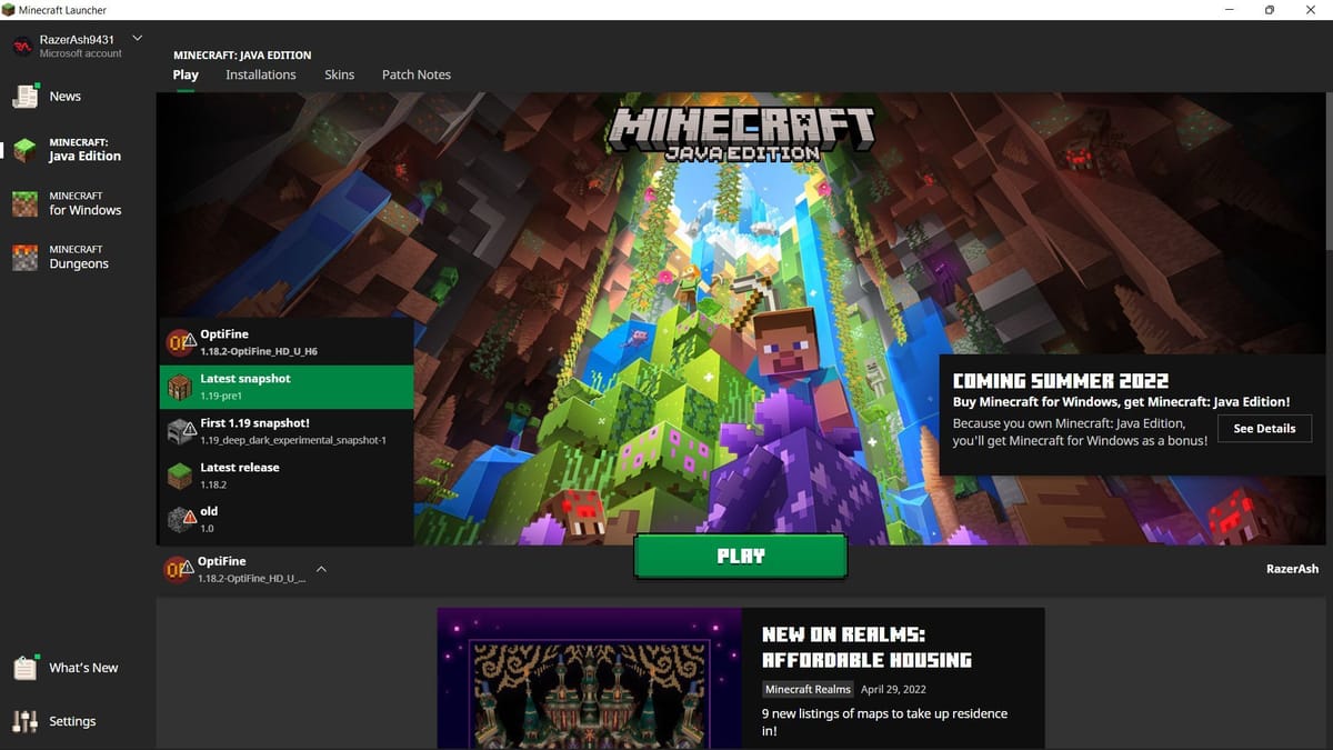 How to download the Minecraft 1.19 Pre-release 1