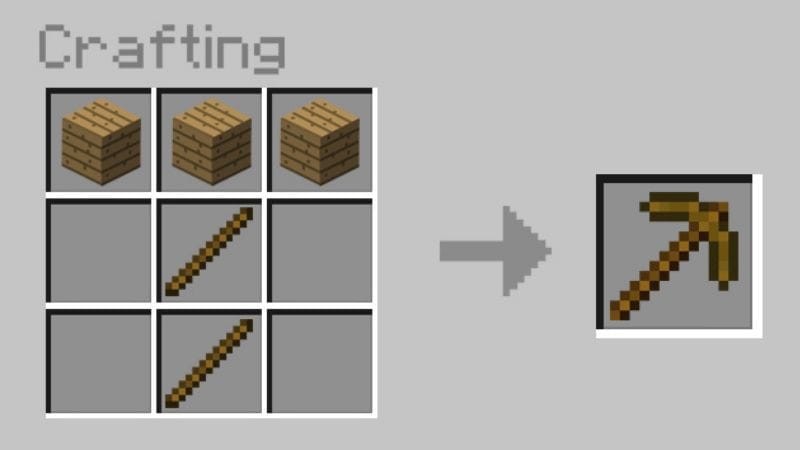 How to make wooden pickaxe in Minecraft