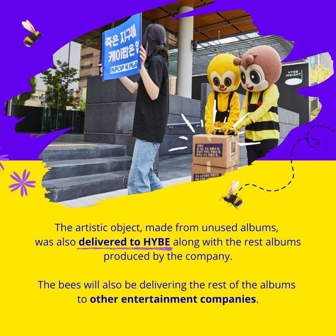 KPOP 4 Planet delivers 8000+ albums at HYBE’s HQ to raise awareness ...