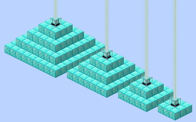 How to build a 4-layer beacon pyramid in Minecraft
