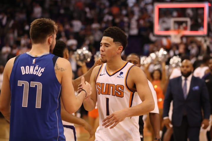 Watch: "The Luka special!" - Devin Booker pulls a Luka Doncic to stay down, slyly looks into the ...