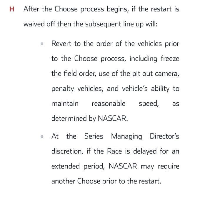 What is the NASCAR Choose rule that could be used for restart at Dover ...