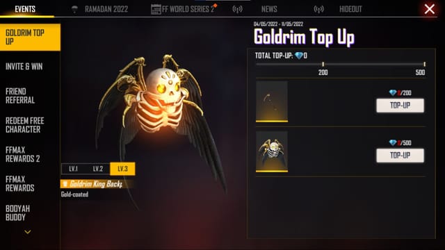 Free Fire diamond top-up offer: Get legendary skins for free