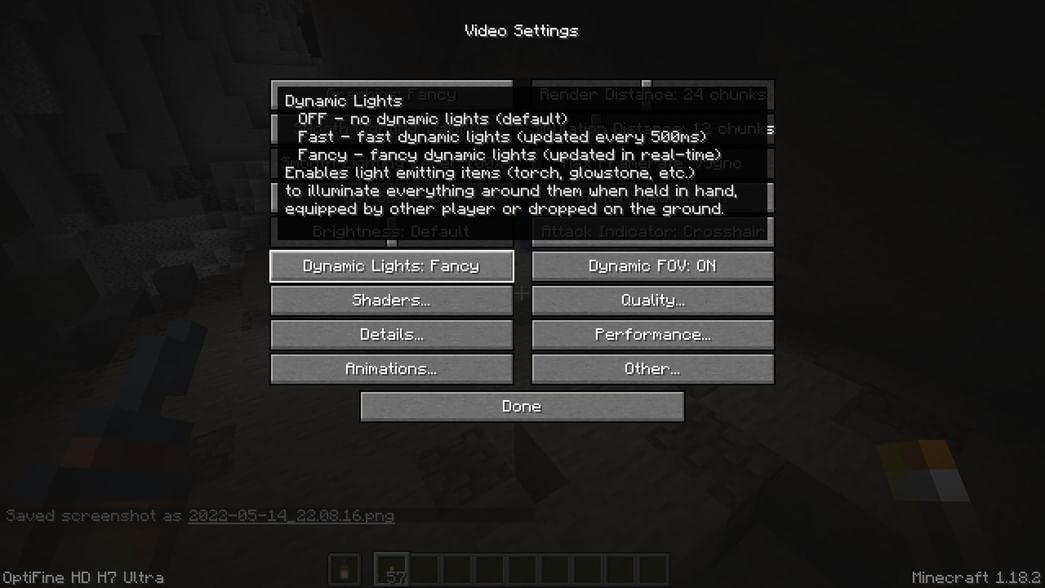 Minecraft how to turn on the dynamic lighting setting