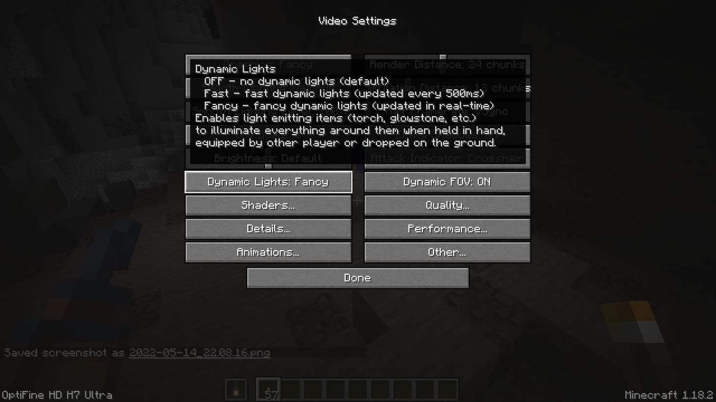 Minecraft how to turn on the dynamic lighting setting