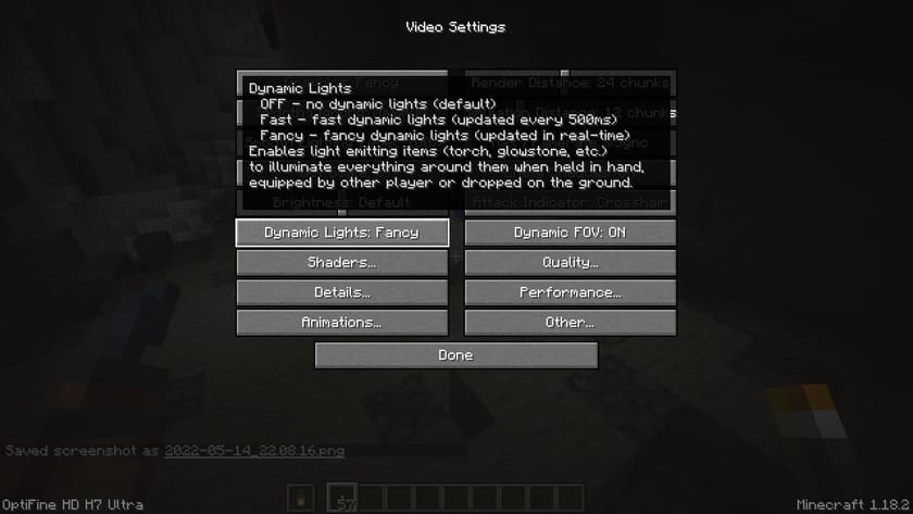 Minecraft how to turn on the dynamic lighting setting
