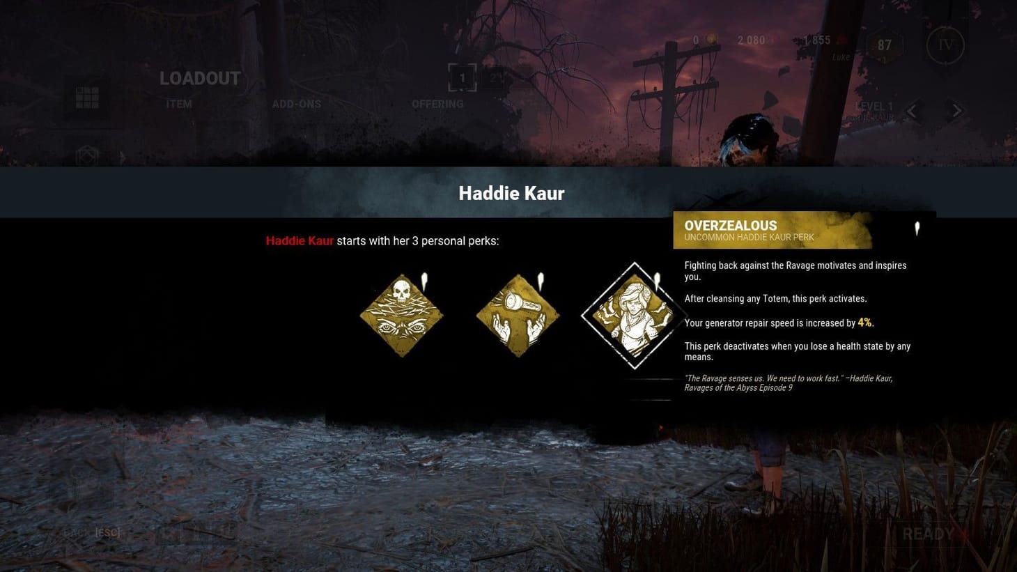 All Haddie Kaur perks in Dead By Daylight