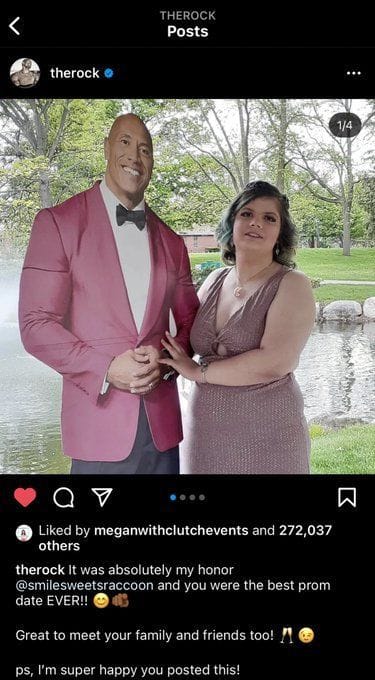 The Rock sends heartwarming message to fan after prom