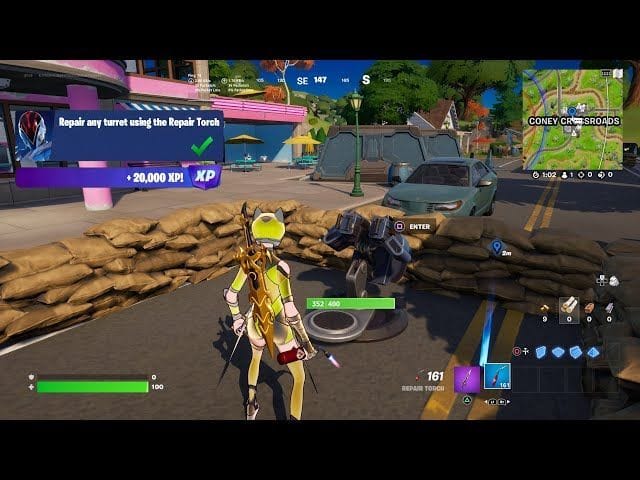 How to repair any turret using the Repair Torch in Fortnite Chapter 3