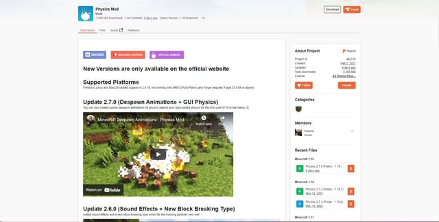How to install the Minecraft physics mod