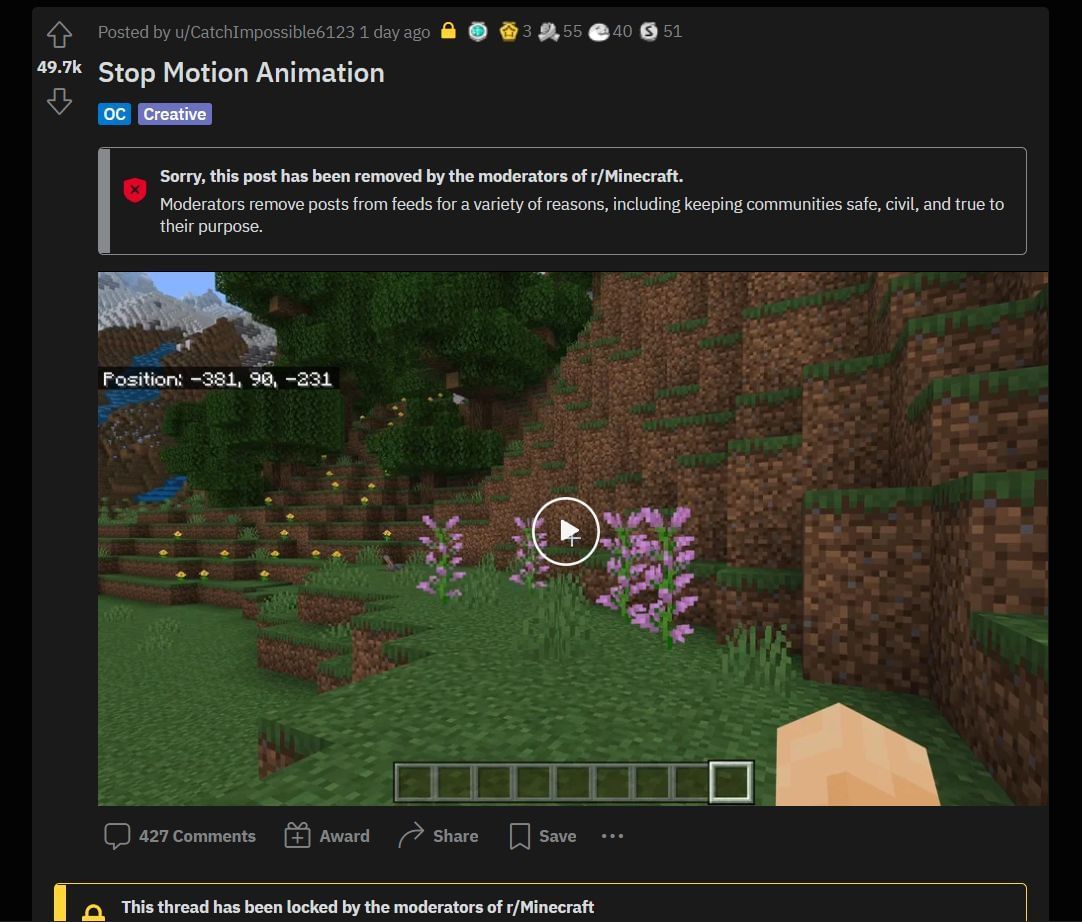 Minecraft Redditor creates a stunning stop motion animation of a build