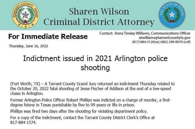 What happened to Jesse Fischer? Arlington officer indicted for 2021 ...