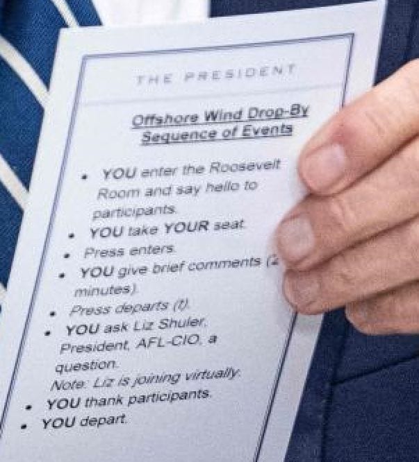 "YOU take your seat": Joe Biden note cards telling US President how to ...