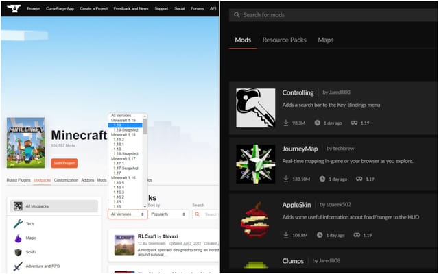 How to download modpacks in the Minecraft 1.19 update