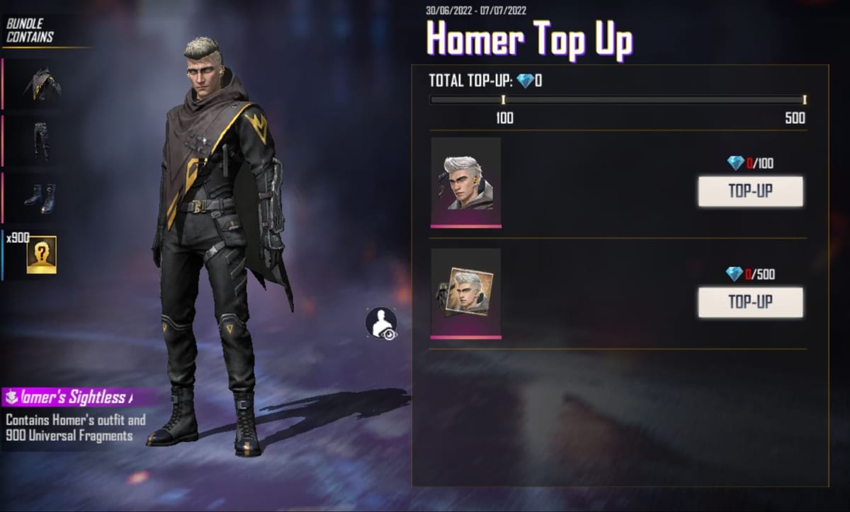 Free Fire MAX Homer Top-Up event: How to get free character and bundle