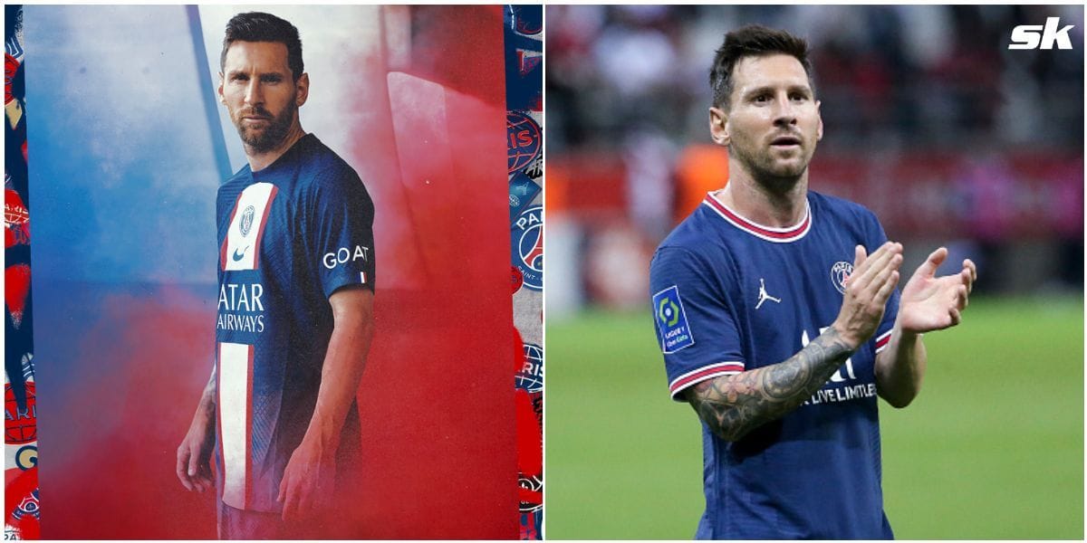 Pictures emerge of Lionel Messi modeling PSG's 2022-23 home kit
