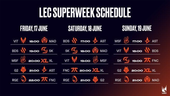League of Legends LEC 2022 Summer Split: Match schedule for June, start ...