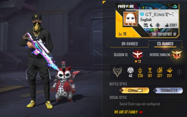 GT King’s Free Fire MAX ID, stats, rank, K/D ratio, and monthly income ...