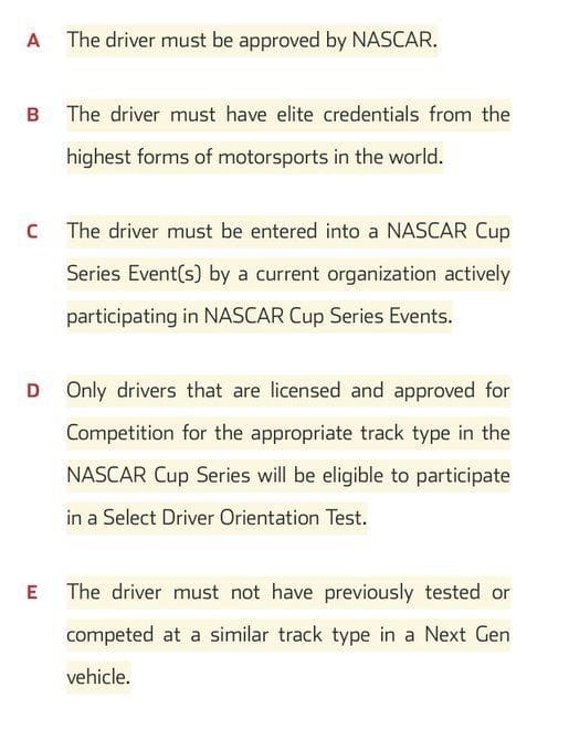 NASCAR sets new rules for testing with drivers from other racing sports