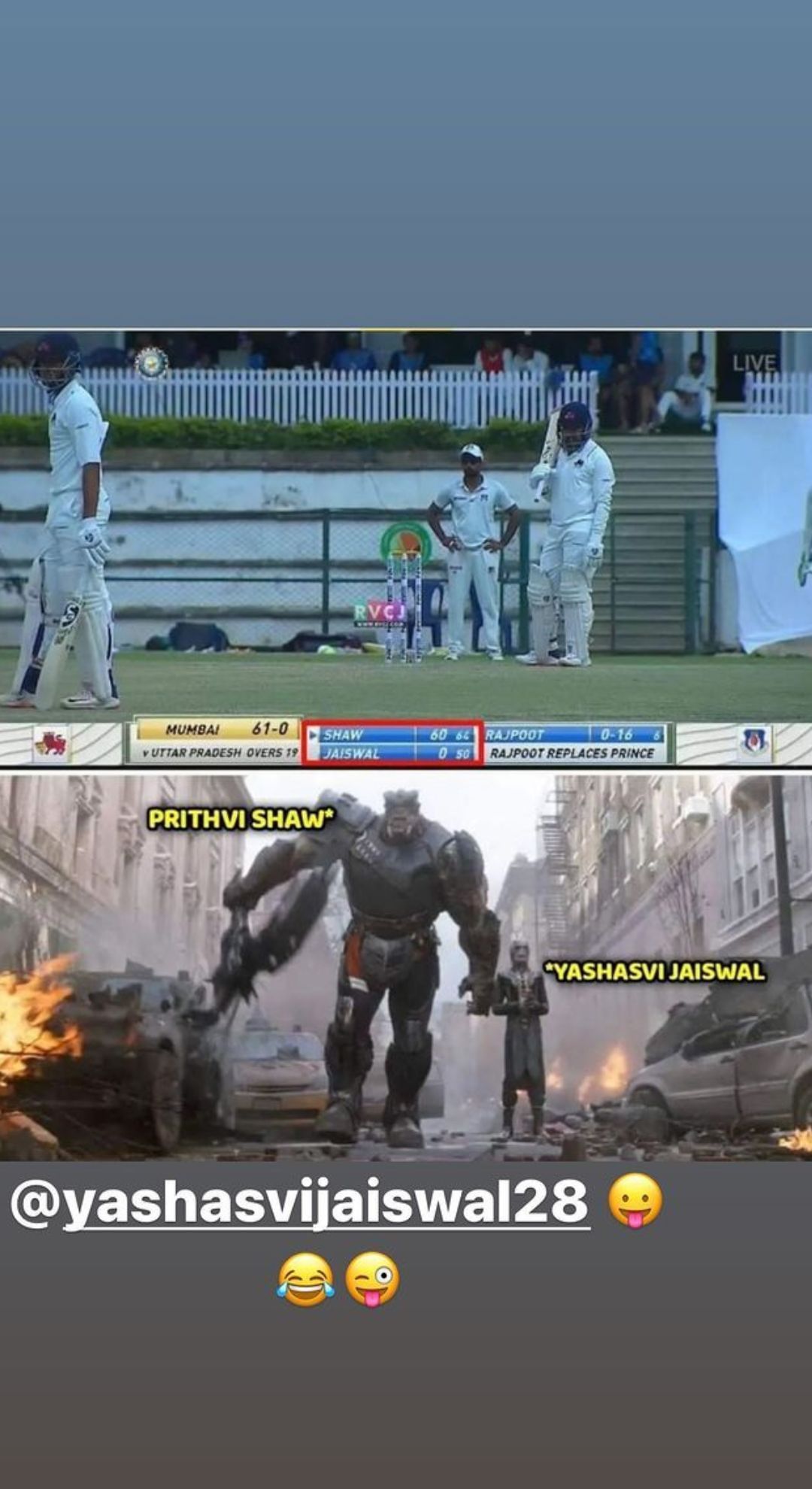 Ranji Trophy 2022: Prithvi Shaw shares hilarious meme after Yashasvi ...