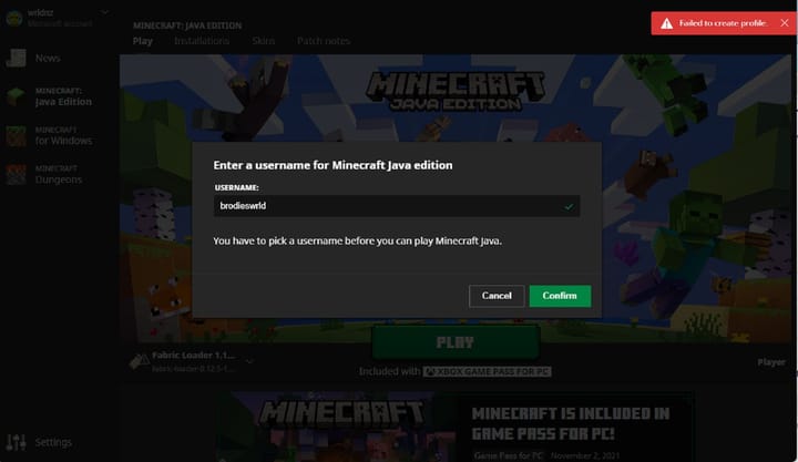 How to fix the "failed to create profile" error in Minecraft 1.19