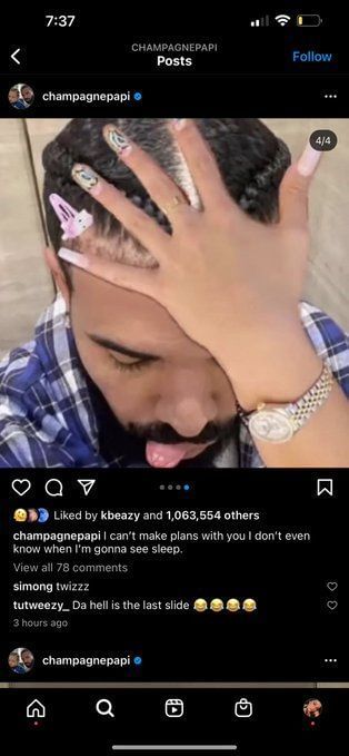 Drake appears to photoshop Addison Rae's hand on his head, leaves ...
