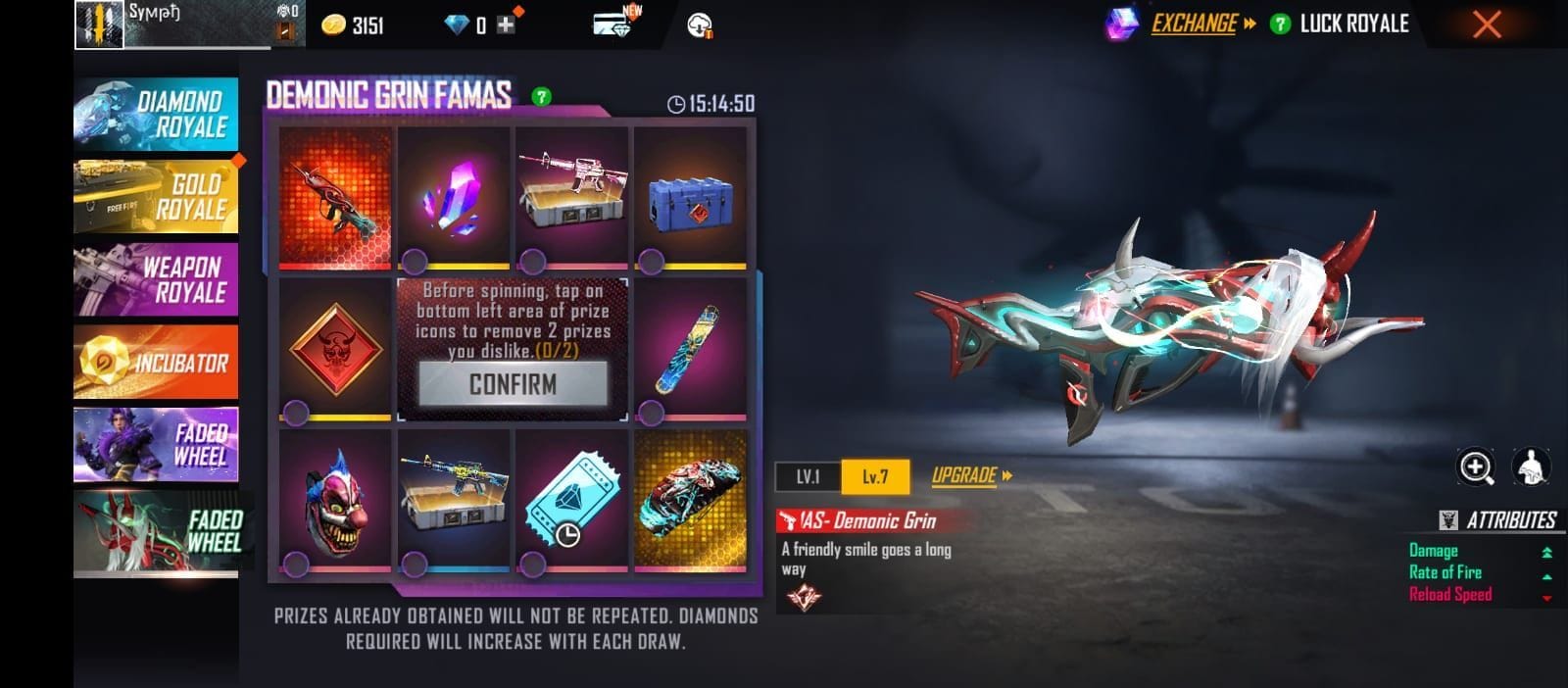 How to get Legendary Demonic Grin FAMAS gun skin in Free Fire MAX today