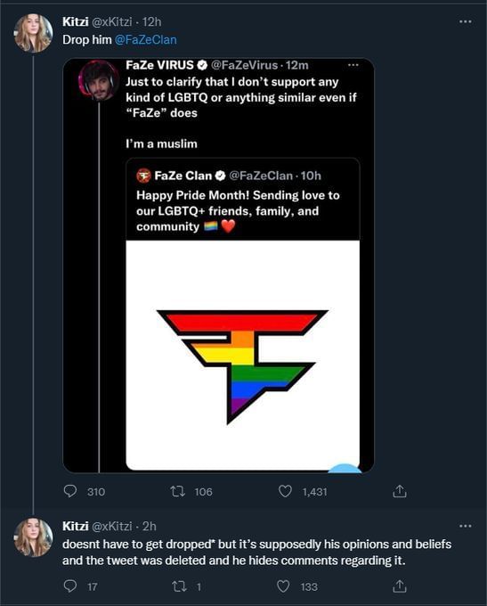 FaZe Virus faces backlash on Twitter after disagreeing with FaZe Clan's ...