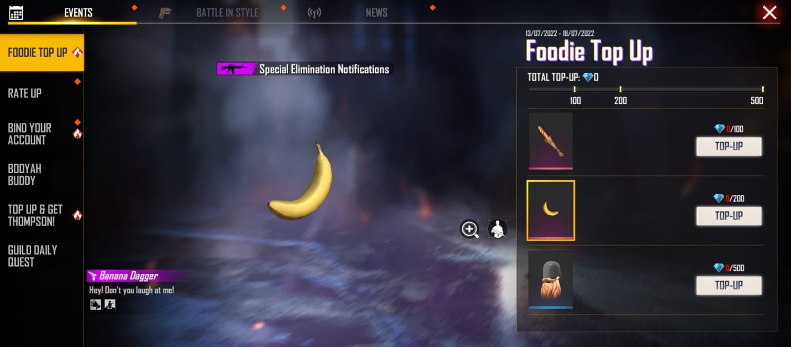 Free Fire MAX Foodie top-up event: How to get free Banana Dagger ...