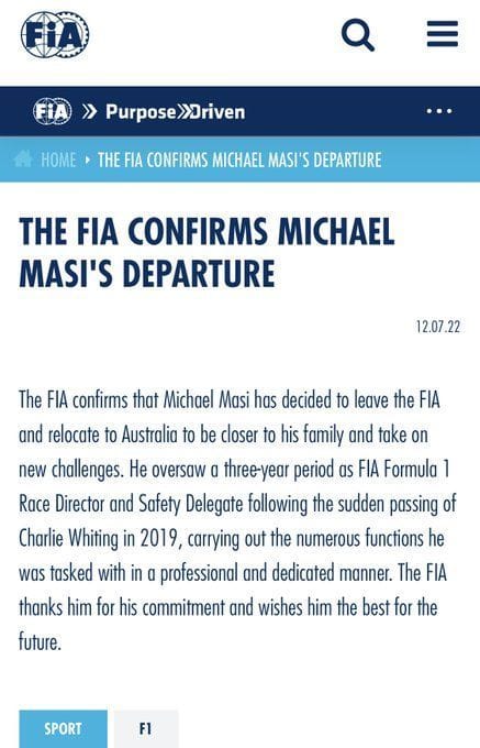 Controversial former F1 race director Michael Masi leaves the FIA