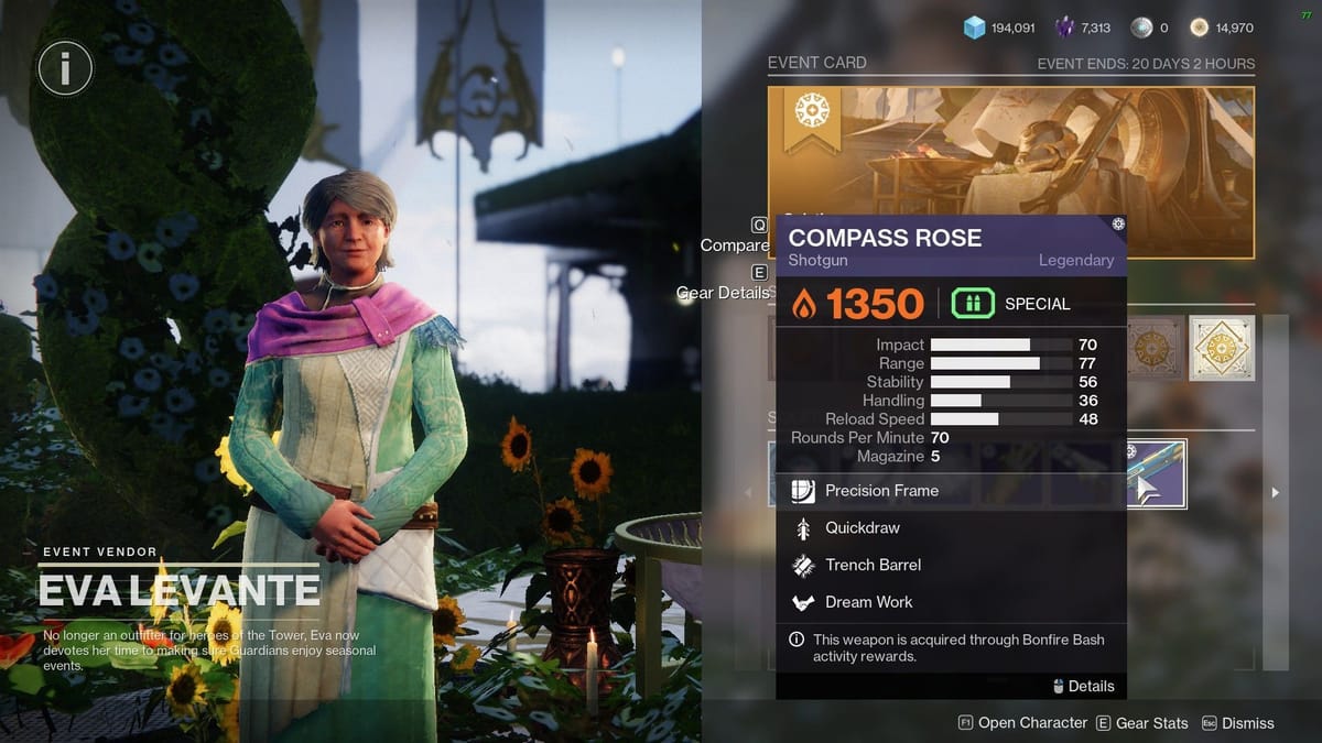 Compass Rose god roll guide in Destiny 2 PvP and PvE